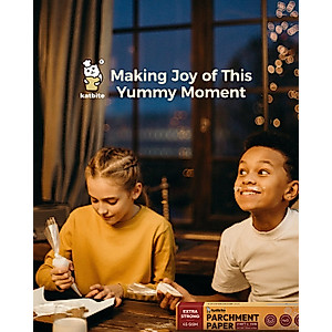 Katbite Heavy Duty Parchment Paper Roll & Slide Cutter for 15 Inches Plastic Food Wrap