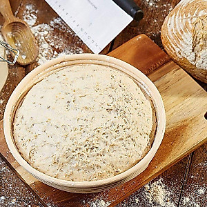7 Inch Banetton Bread Proofing Basket Kit with Linen Liner Cloth and Large Bread Cotton Proofing Cloth,Bread Making Tools Round Shape Bread Bowls