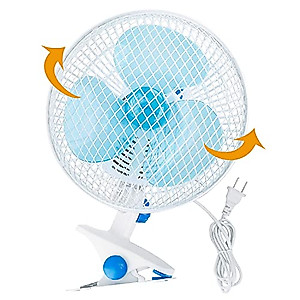 KOCASO Oscillating Clip on Fan,8.6" Portable Quiet Fan w/2 Speed Fan w/Sturdy Clamp,Adjustable Tilt 90° Automatic Rotation Personal Desk Fan for Office Table Bedroom Kitchen w/ 3.94FT Cord-US Spot