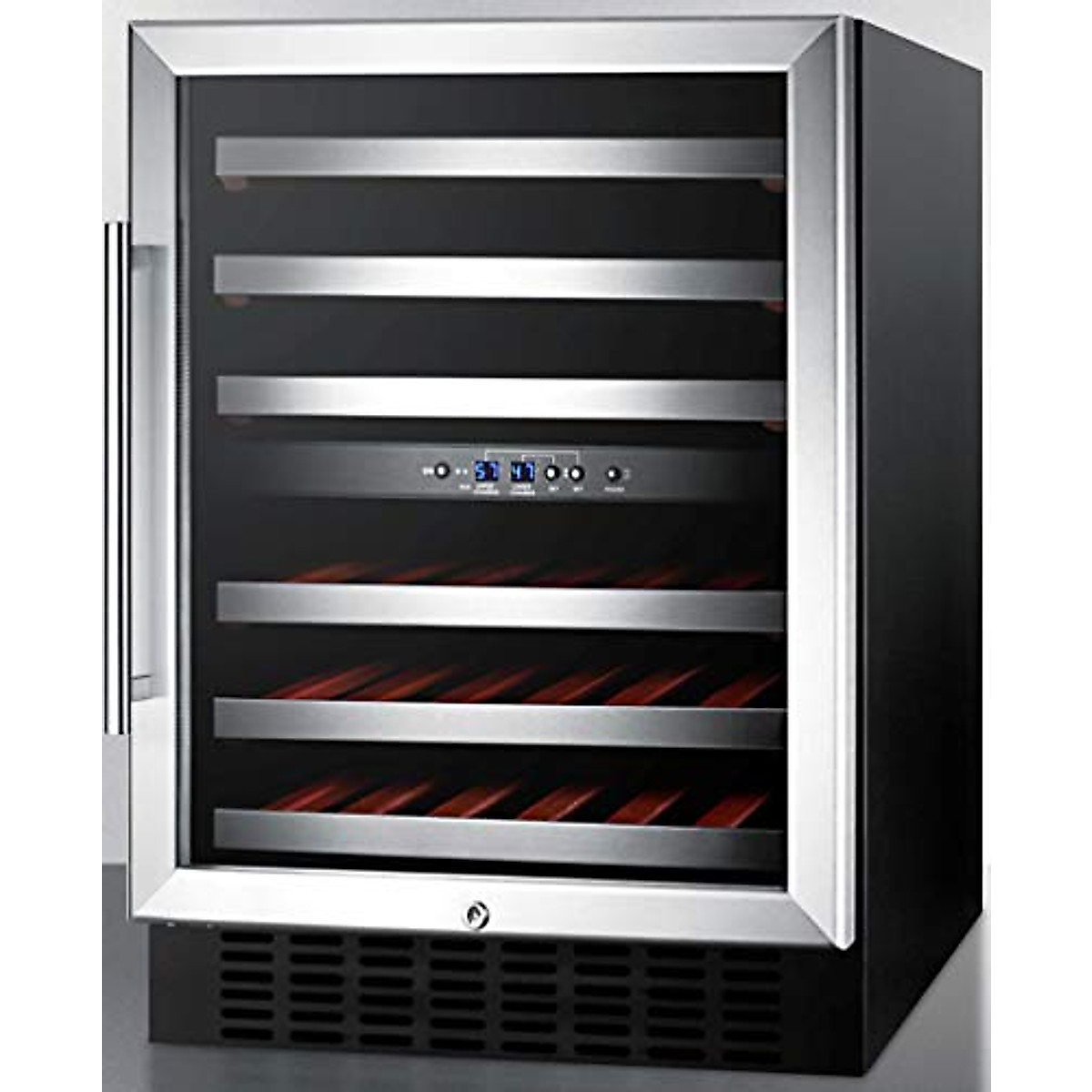 Summit SWC530BLBISTADA 24"" Wine Cooler with 46 Bottle Capacity Digital Thermostat Factory Installed Lock in Stainless Steel