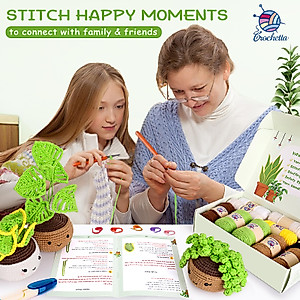 Crochetta Crochet Kit for Beginners, Crochet Starter Kits for Adults with Step-by-Step Video Tutorials, Learn to Crochet Kit Kids, Knitting Craft Supplies, Crochet Plants Indoor Home Decor(40%+ Yarn)