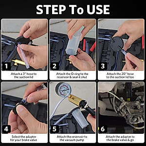 HTOMT 2 in 1 Brake Bleeder Kit Hand held Vacuum Pump Test Set for Automotive with Protected Case,Adapters,One-Man Brake and Clutch Bleeding System(Red)
