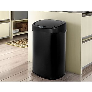 YIQIEDEY Automatic Trash Can Touchless Stainless Steel Trash Can 13 Gallons Large Size Mute Kitchen Trash Can with Odor Control System Suitable for Kitchen, Bathroom, Room, Office (Black)