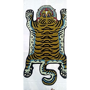 Tiger Print Skin Area Rug for Home Decor Wall Hanging for Living Room Bedroom Anti-Slip Rug Gift by AFTAB Collection (3 x 5) (Tiger 2, 3 x 5 feet), AREARUGS3, Multi