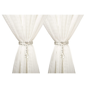 SUQ I OME 1 Pair of Luxury Crystal Beaded Magnetic Curtain Tieback and Holdback Curtain Clips Curtain Buckle Curtain Holder Blingbling Curtain Holdbacks for Drapes,Crystal