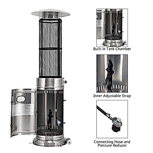 Kanizz Outdoor Garden Dancing Flame Decor Tower Heater 41000 BTU, Patio Garden Propane Round Glass Tube Heater, Great for Backyard Deck Balcony Poolside Garage Workspace