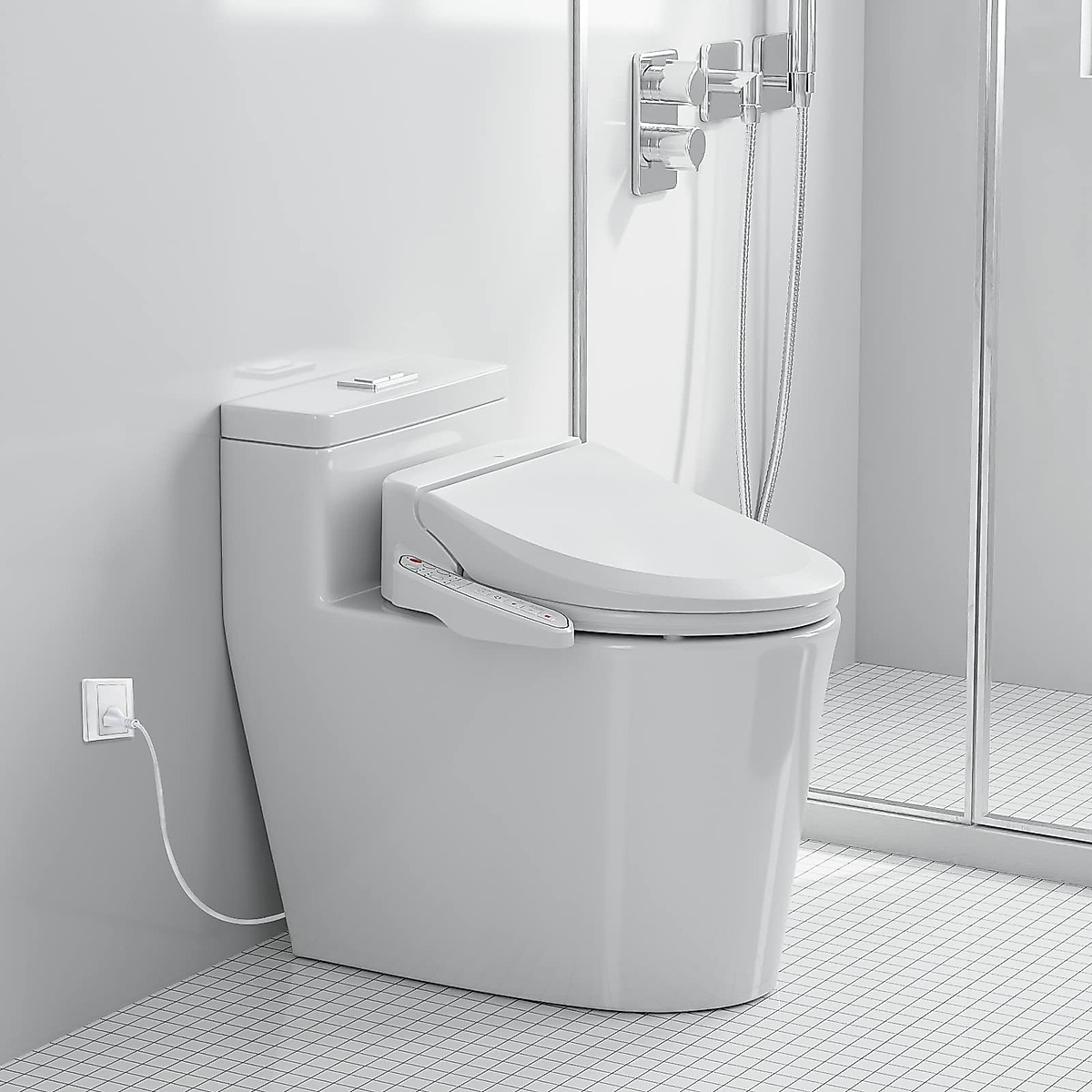 ZMJH ZMA102 Bidet Toilet Seat, Elongated Smart Unlimited Warm Water, Vortex Wash, Electronic Heated, Warm Air Dryer, Rear and Front Wash, LED Light, Need Electricity, White, (Elongated)