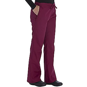 Vital Threads Womens Scrubs Set V-Neck Top & Drawstring Pant, VT513C, S, Wine