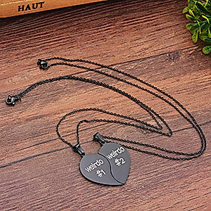 MJartoria BFF Necklace for 2-Valentines Heart Matching Necklace Best Friends Pendant Friendship Necklace Set of 2 Birthday Gifts (Black, Weirdo 1 Weirdo 2)