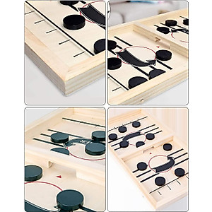 Fast Sling Puck Game, Slingshot Games Toy, Larger Wooden Hockey Game Sling Puck, Super Winner Board Games Toys for Adults, Kids, Parent-Child Interactive Chess Toy Board Table Game