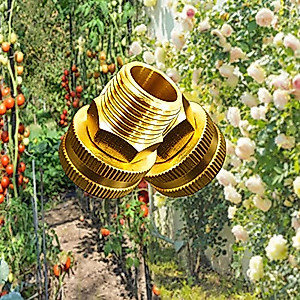 YOUHO Brass Swivel 3/4” GHT Female x 1/2” NPT Male Connector, GHT to NPT Adapter Brass Fitting, Garden Hose Adapter, Garden Hose to Pipe Fittings Connect, Garden Pipe Joint Extension Repair Fitting
