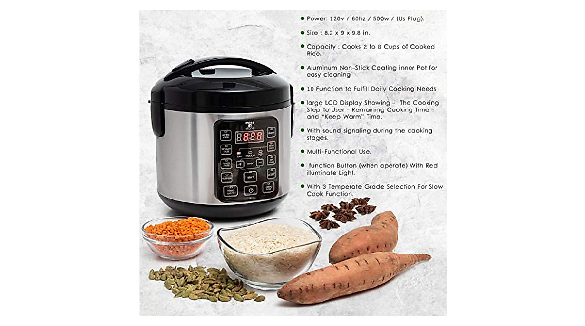 Moss & Stone 8-Cup Electric Rice Cooker with Steamer