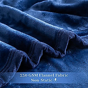 Poledar Blankets Queen Size Fleece Throw Blankets 330GSM Lightweight Plush Fuzzy Cozy Flannel Washable Soft Blanket for Couch Sofa Bed Camping(Dark Blue 90x90in)