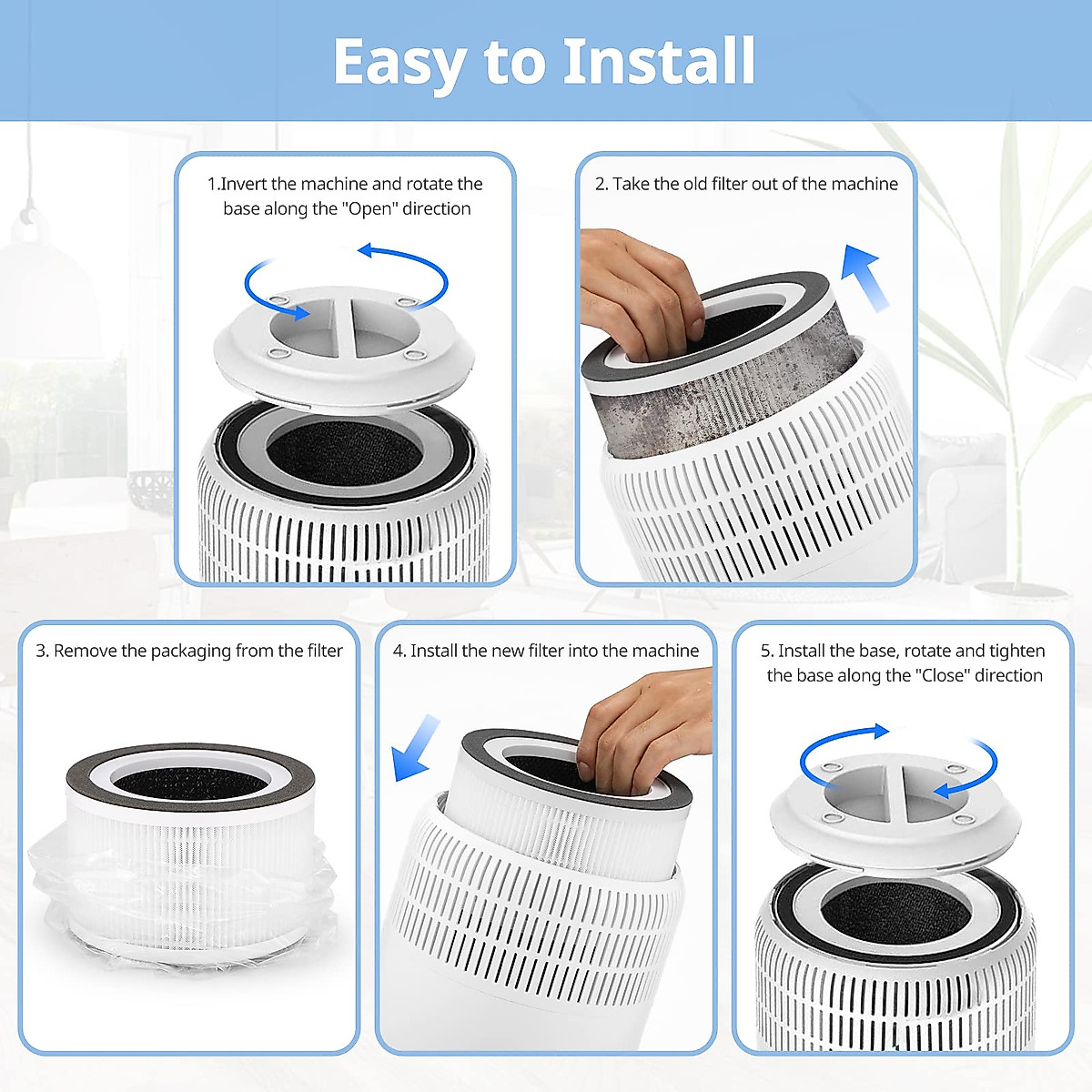 2 Pack H13 True HEPA Replacement Filter Compatible with Afloia Fillo/Halo/Mooka Allo Air Purifier, 3-in-1 Pre-Filter, H13 True HEPA, and Activated Carbon Filter