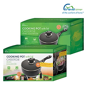 Travel Time 12V Cooking Pot with Cover – Universal for Most Vehicles, Non-Stick Surface, Stay-Cool Handle, On-the-Go Cooking, Small Cooking Appliance
