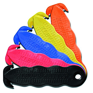 Klever Innovations Cutter Stainless Steel Package Opener, Safety Utility Cutter Assorted Colors 5 pcs, KLEVER - 5/PACK MIX