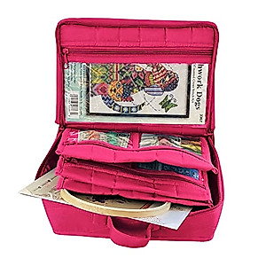 Yazzii Original Craft Organizer Tote Bag - Portable Storage Bag Organizer - Multipurpose Storage Organizer for Crafts, Cosmetics & Jewelry. Fuchsia