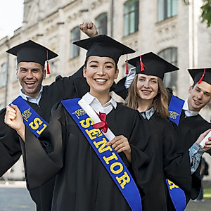 SKJIAYEE 18 Pack Class of 2025 Senior Sashes, Royal Blue Satin Finally Graduated Sash with Gold Printing Letters Cheerleader Senior Sash for Class of 2025 Graduation Party Celebrations Supplies