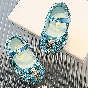 Children Shoes Fashion Band Diamond Flat Bottom Princess Shoes Fashion Bow Princess Shoes Soft Bottom Tennis Shoes Girl (Blue, 18-24 Months)