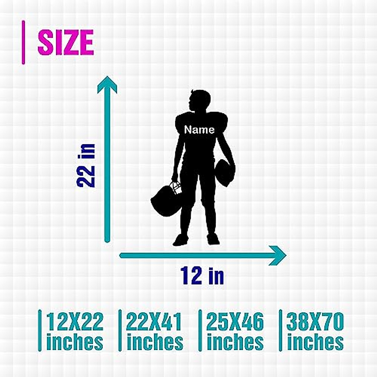 Personalized Football Player Wall Decal for Boys Room - Custom Name Sticker with Number and Sport Decals - Football Room Decor and Vinyl Wall Stickers for Men's Bedroom