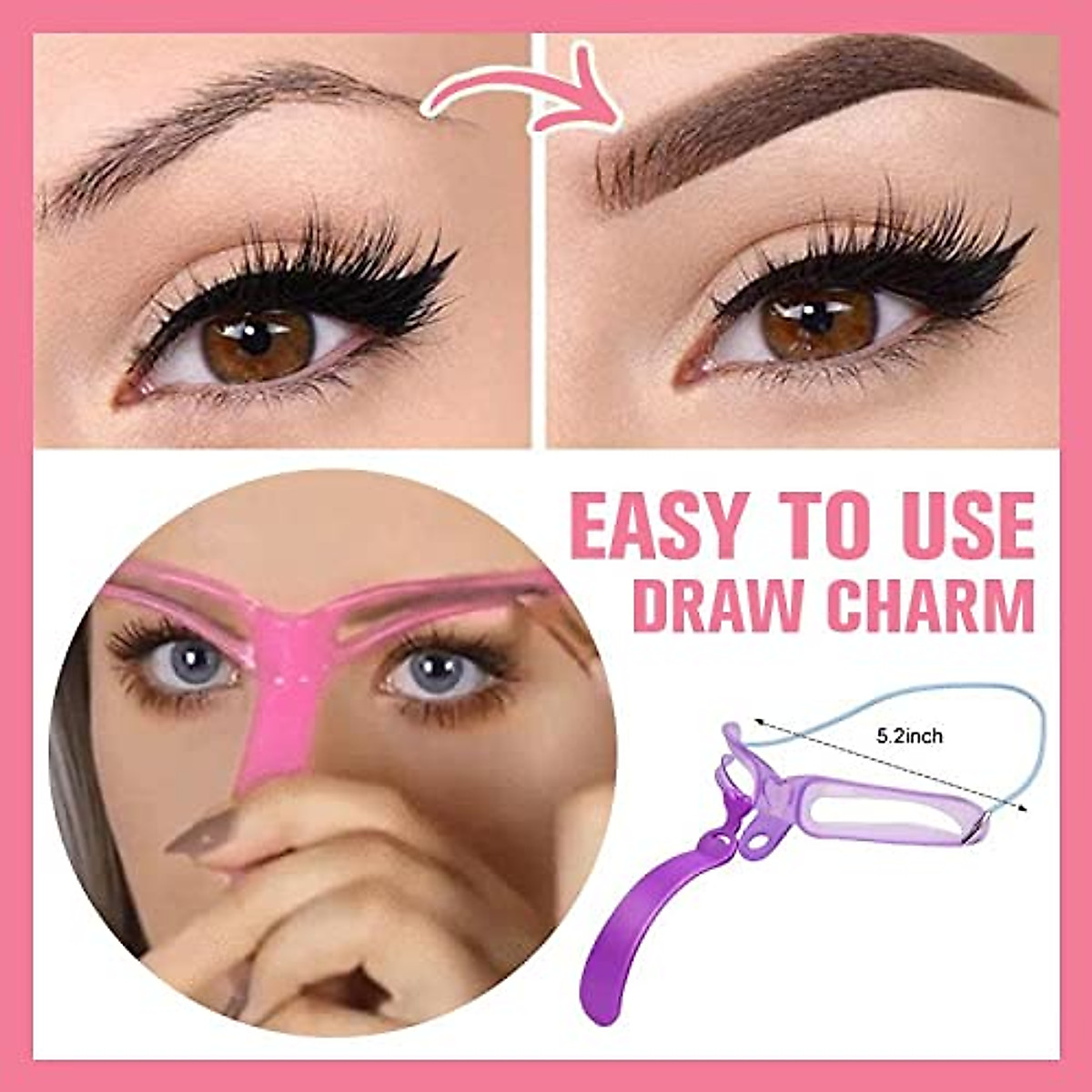 Eyebrow Stencil, Eyebrow Shaper Kit,8 Styles Reusable Eyebrow Template Positioning Tool, the Wide is 5.2 Inch, Length is 4Inch,1 Coffee Eyebrow Pencil