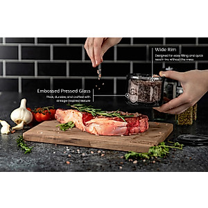 Kook Glass Salt Cellar, with Glass Lid, Embossed Pressed Glass, Clear Storage Container, for Coffee, Sugar, Spices and Candies, Dishwasher Safe, 10 oz