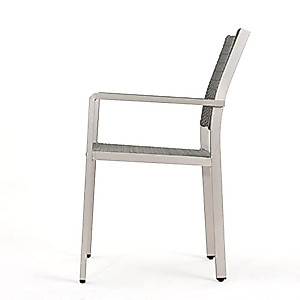 Christopher Knight Home Cape Coral Outdoor Wicker Dining Chairs with Aluminum Frames, 2-Pcs Set, Grey