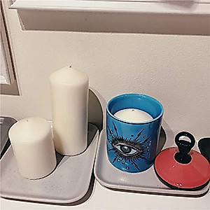 KESHENG Modern Decorative Jar Ceramic Vanity Bathroom Canister Holder Storage Box for Jewelry Cotton Balls,Bath Salts, 2 Pack, Blue/Orange