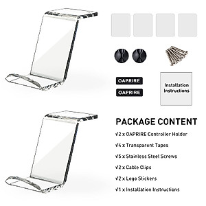OAPRIRE Under Desk & Desktop Controller Holder Gaming Accessories (2 Pack), Universal Controller Stand for PS5 PS4 Xbox ONE STEAM PC (Crystal Clear)