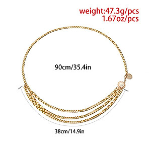 Anglacesmade Body Chain Metal Link Multilayer Waist Chain Coin Charm Pendant Waist Belt Prom Party Festival Belly Dancer Jewelry for Women and Girls (Gold)