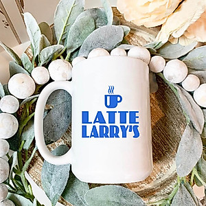 Latte Larry's Coffee Shop Coffee Mug - Funny Cute Graphic Ceramic Coffee Mug Coffee Mugs Tea Cup Fun Novelty Gift 15 oz