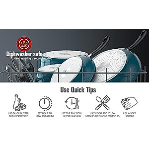 Cook N Home Pots and Pans Nonstick Cookware Set 10-Piece, Belly Shape Kitchen Cooking Set with Frying Pans and Saucepans, Induction Compatible, Turquoise