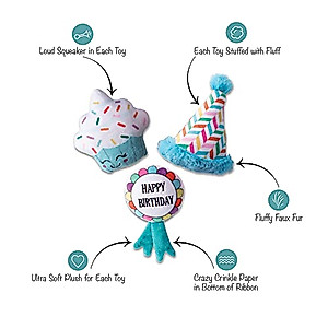 Fringe Studio Plush Dog Toy Set, Happy BARK-Day!, 3 Piece Set, for Small Dogs (289525)