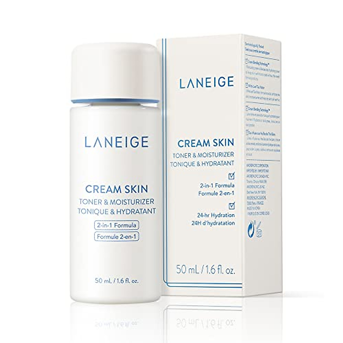 LANEIGE Mini Cream Skin Toner & Moisturizer: 2-in-1 Amino Acid Rich Liquid, Soothe, Hydrate, and Strengthen Skin's Moisture Barrier, 1.6 fl. oz.