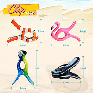 8 Pack Clips for Beach Chairs-Durable and Big Towel Clips, Peg Clips with Colorful Parrot and Pink Flamingo Shape, Creative Beach Towel Clip for Family Use, Portable During Travel.