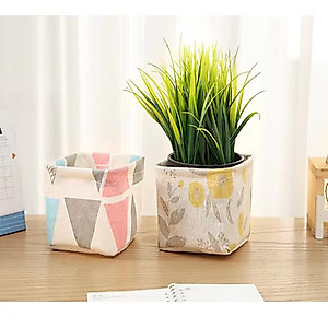 Desktop Waterproof Mini Canvas Storage Basket Bins Organizer Makeup Sundries Storage Box for Brush Pen Lipstick Hair ring Holder Drawer divider (A combination)