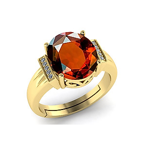 LMDPRAJAPATIS 9.25 Carat Natural Garnet Stone Statement Gold Adjustable Ring For Men And Women