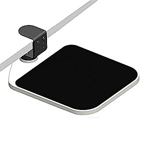 FUZADEL Mouse Platform Clamp On Under Desk Adjustable Mouse Tray Mount Swivel Mouse Tray Wrist Rest Rotating 360 Degree