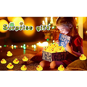 DZTIAN 51-Pieces Float & Squeak Mini Rubber Duck Baby Bath Ducky Sound ShowerToys for Kids Celebrate The Joy of The Children