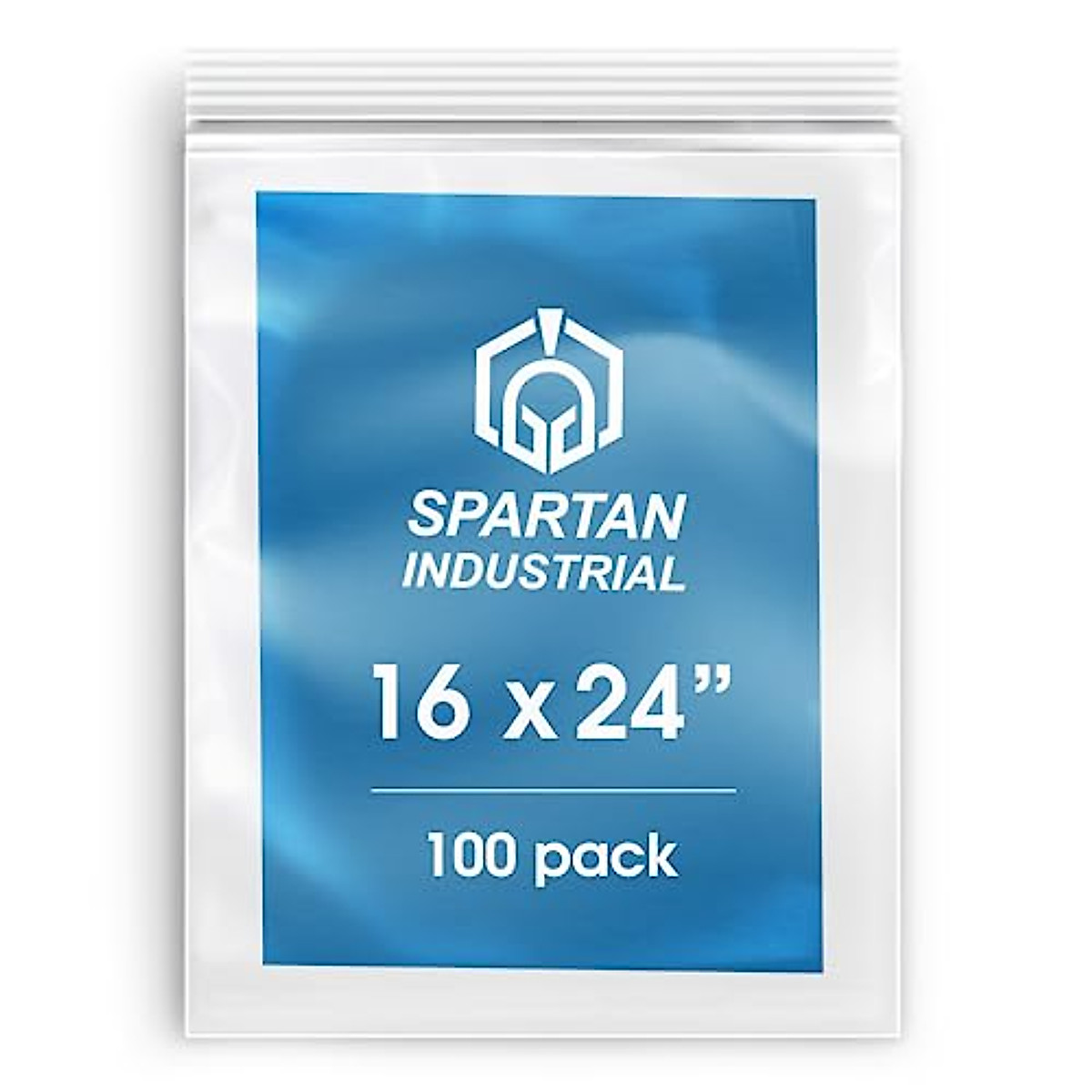 Spartan Industrial - 16” X 24” (100 Count) 2 Mil Clear Reclosable Zip Plastic Poly Bags with Resealable Lock Seal Zipper