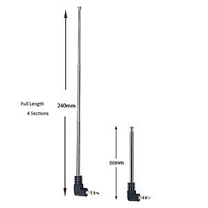 CORONIR 3.5mm FM Radio Antenna 9.5'' Retractable Aerial for Portable Radio Indoor Stereo Receiver AV Audio Vedio Home Theater Receiver Mobile Cell Phone Radio Antenna-2Pack