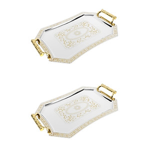 Zerodeko 2 pcs Nuts Platters Golden Holder Snacks Condiments Restaurant Trays Tray Storage Serving Jewelry Dessert Steel Metal with Kitchen Vintage Handles Platter Table Stainless Service