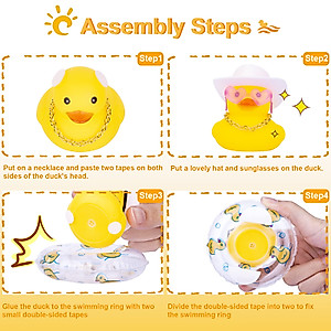 MuMyer Yellow Duck Dashboard Decorations Mini Rubber Ducks Car Ornament Accessories with Mini Cowboy Hat Swim Tube Necklace and Love Shaped Sunglasses(L4)