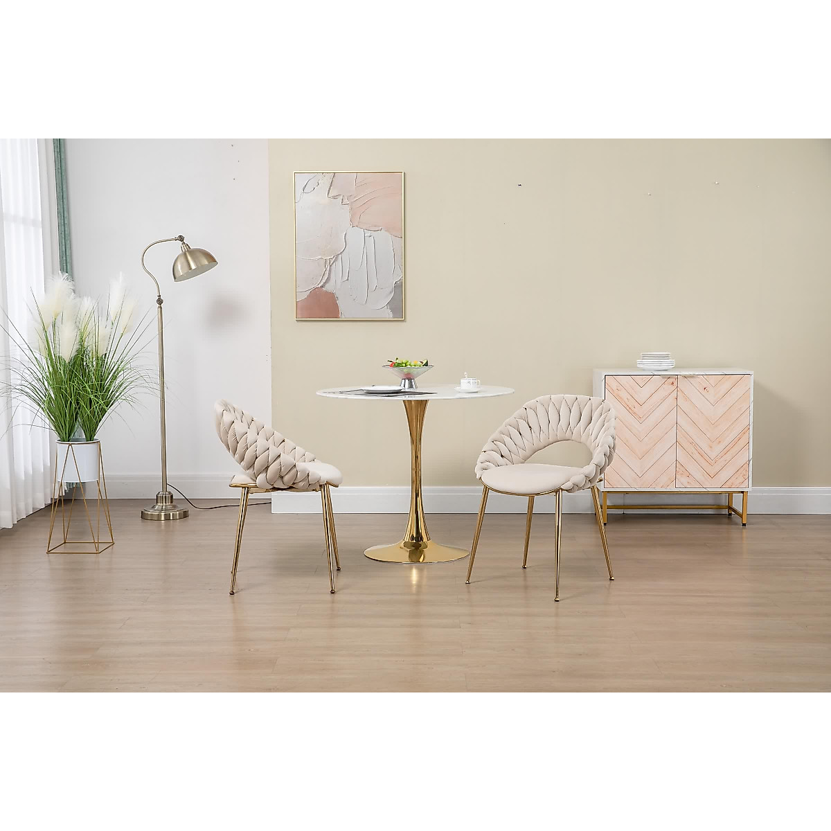 Adjustable Chair, Accent Chairs for Living Room Armless Polyester Ivory Comfy Modern Home Furniture 22.44" Lx20.87 Wx29.92 H