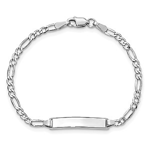 Brilliant Bijou 14k WG Semi-Solid Polished Figaro ID Bracelet