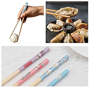 5 Pairs Cute Kitty Cat Bamboo Chopsticks Set Kitty Cat Bamboo Chopstick Set Reusable Cartoon Wooden Chopsticks for Home Kitchen Cooking Tableware Use (CSK Mel A)