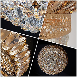 BIGBANBAN Bling Crystal Chandelier Fan, Retractable Ceiling Fans,42 Inch Ceiling Fan with 3 Color Change LED Light and Remote for Bedroom/Living Room/Dining Room (Rose Gold)