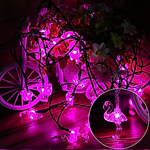 ENSHUI Solar String Lights Outdoor Waterproof 21 ft 30 LED Pink Flamingo Garden Lights 8 Lighting Modes Fairy Lights String Patio Lights Terrace Camping Christmas Decoration (Flamingo)