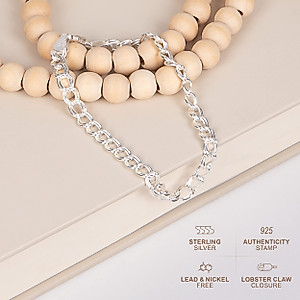 PORI JEWELERS 925 Sterling Silver Italian Charm Link Chain Bracelet for Men and Women - Size 7.5