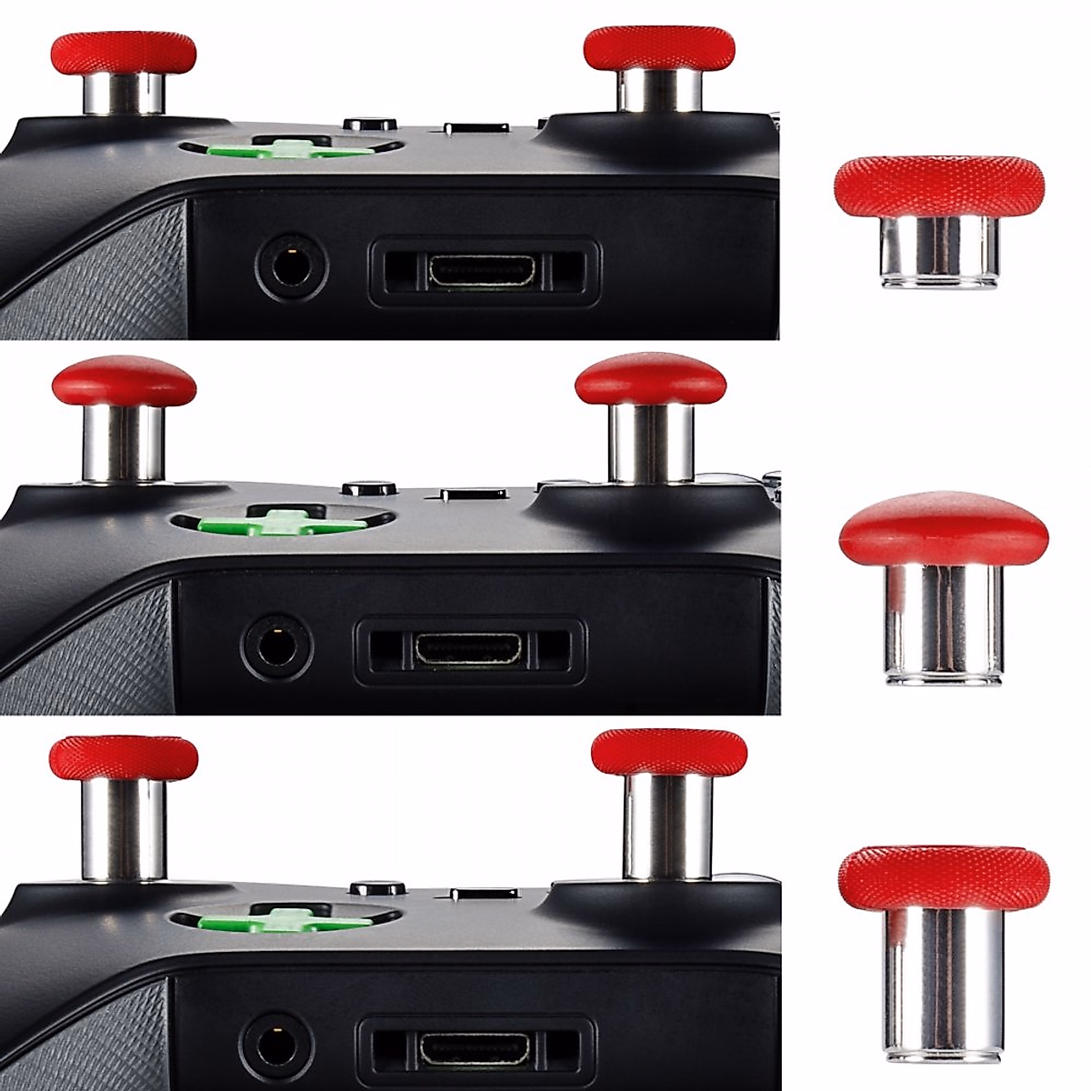 eXtremeRate 8 in 1 Metal Magnetic Red Thumbsticks Analogue Joysticks Replacement Repair Kits for Xbox One S X Elite PS4 Slim Pro Controller with T8H Cross Screwdrivers